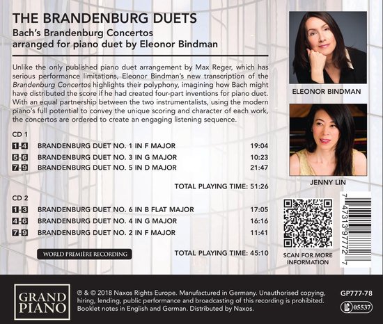 Eleonor Bindman - Jenny Lin - Brandenburg Concertos Arranged For Piano ...