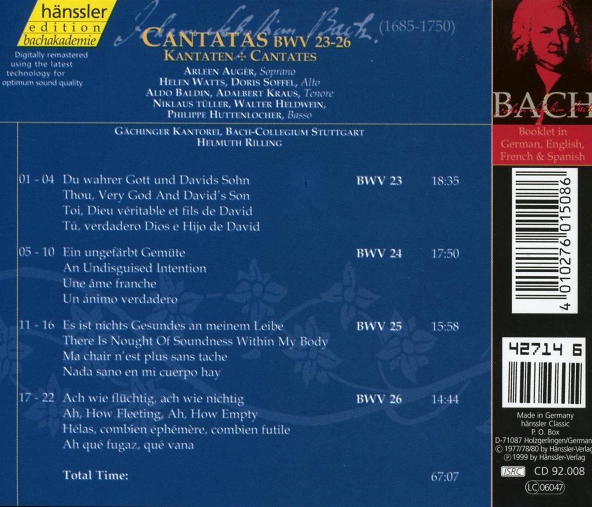 Bach-Ensemble, Helmuth Rilling - J.S. Bach: Cantatas Bwv 23-26 (CD ...