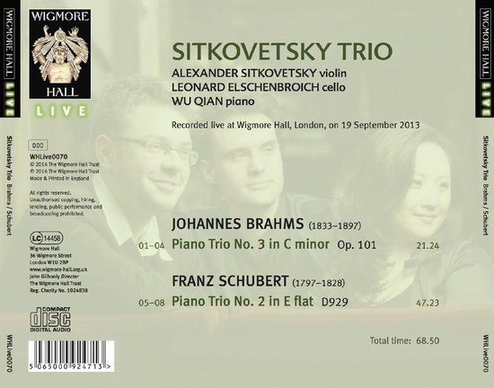 Sitkovetsky Trio: Brahms - Piano Trio in C Minor, Op. 101/..., F. Schubert | CD... | bol.com