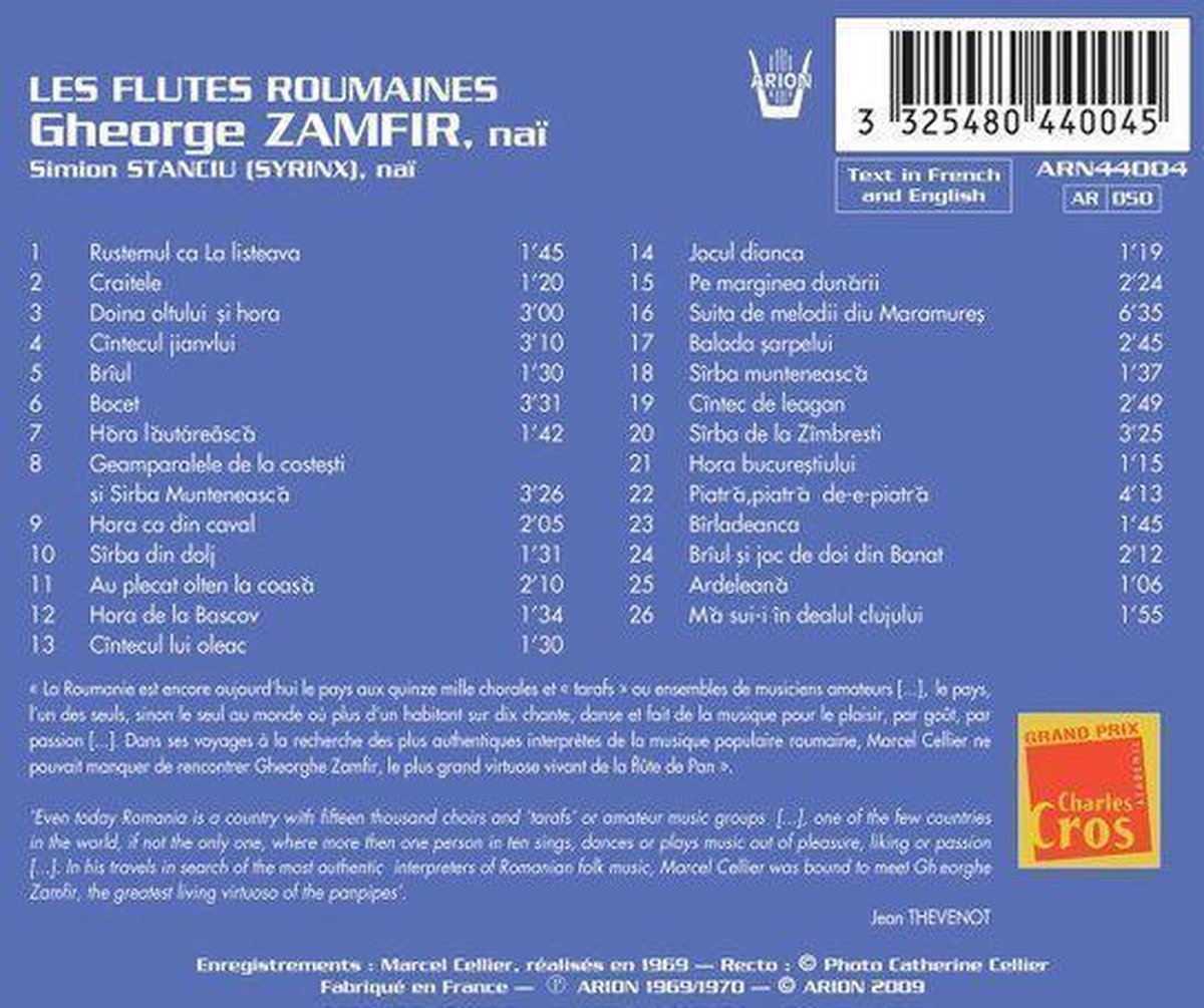 Les Flutes Roumaines, Georghe Zamfir | CD (album) | Muziek | bol.com