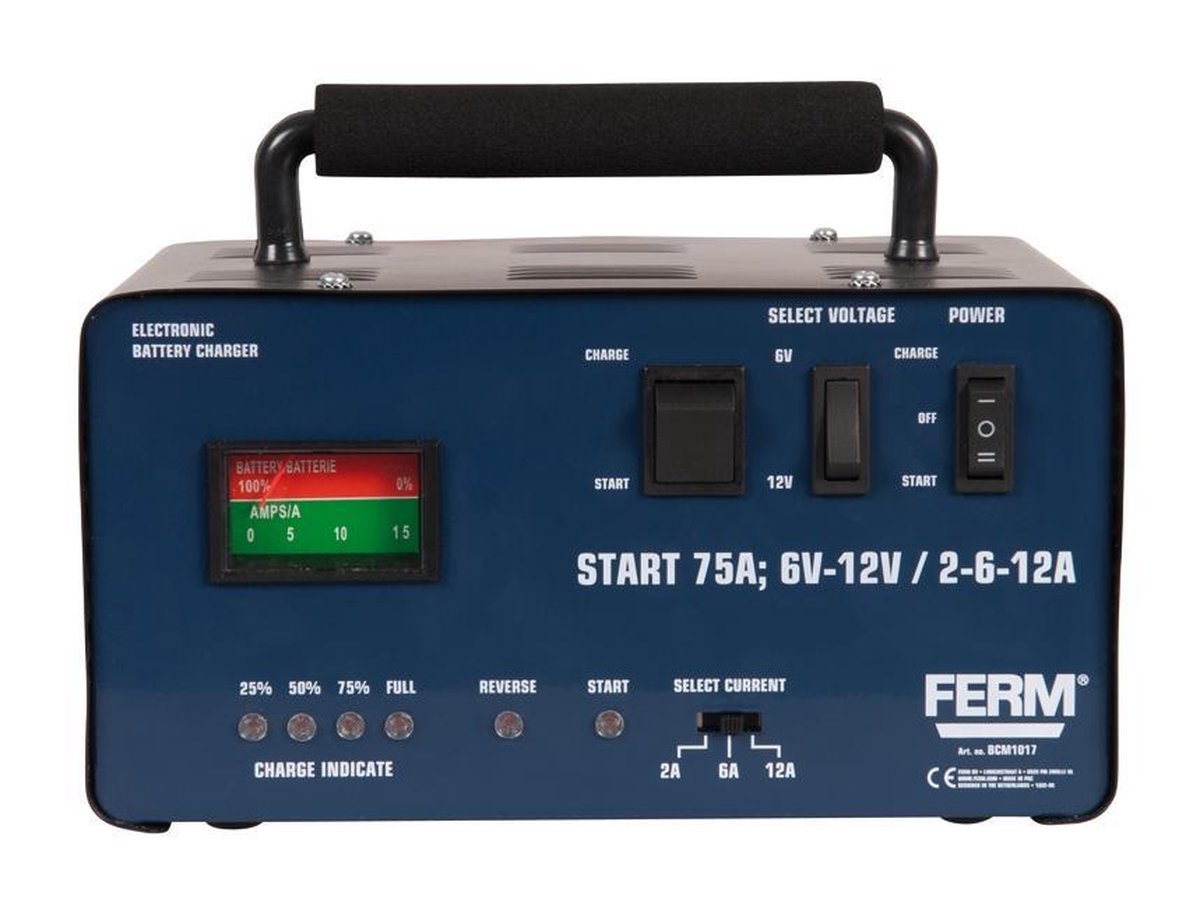 FERM Acculader met starthulp – 6V-12V - BCM1017 | bol