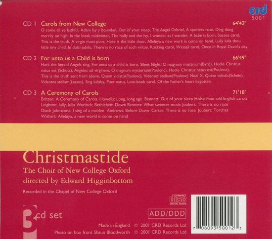 Choir Of New College Oxford, Edward Higginbottom - Christmastide (3 CD ...