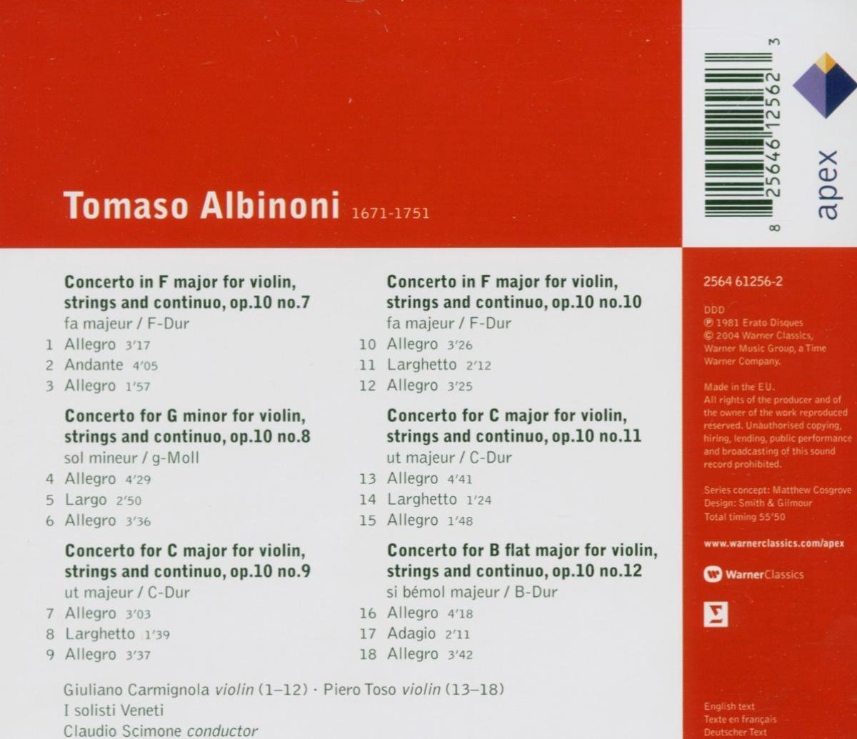 Albinoni/Concertos Op 10 Nos 7-12, I Solisti Veneti | CD (album ...