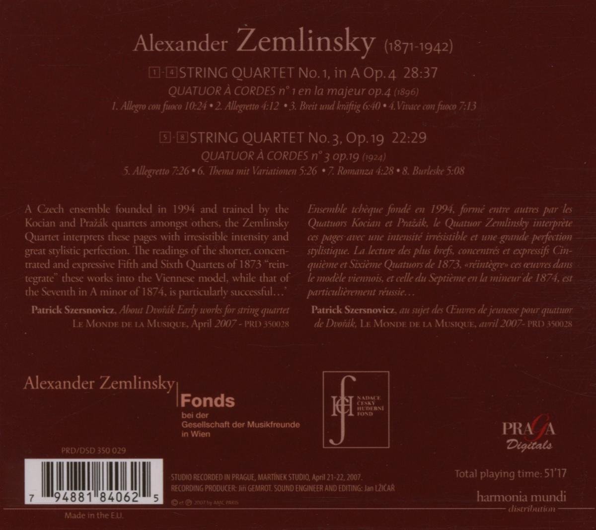String Quartets No 1 Op. 4, No. 3 Op. 19 (Zemlinsky Quartet), Zemlinsky Quartet | CD... | bol.com
