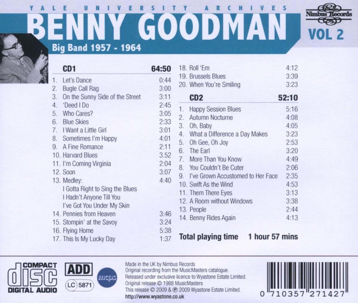 Goodman - Benny Goodman - The Yale University (2 CD), Goodman | Muziek ...