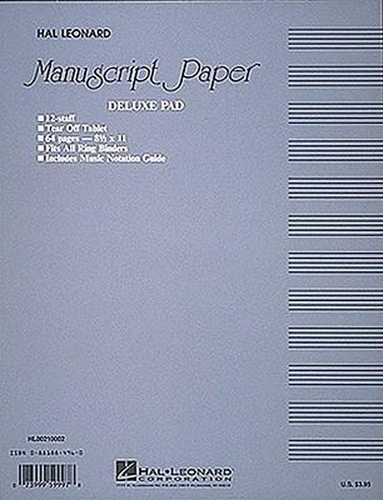 Manuscript Paper, Hal Leonard | 9780881884968 | Boeken | bol