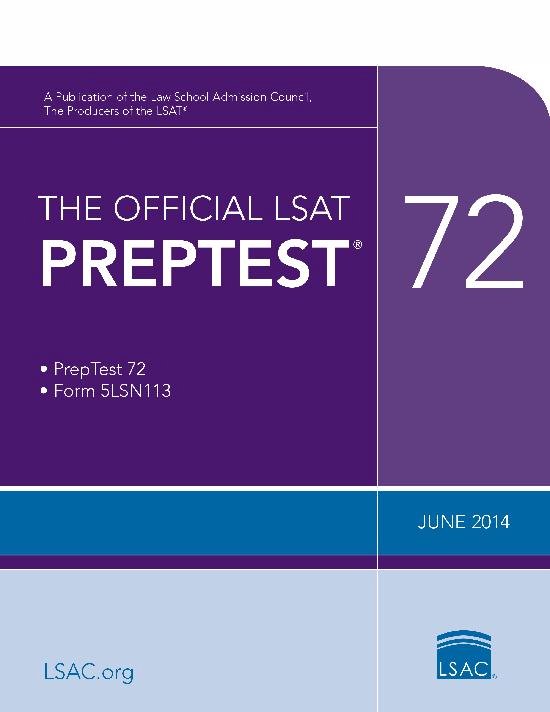 Official PrepTest Series - The Official LSAT PrepTest 72 (ebook), Law ...