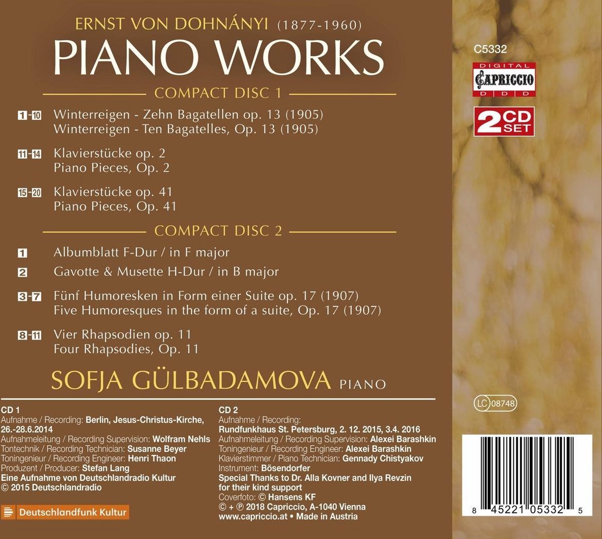 Sofja Gülbadamova - Piano Works (2 CD), Sofia Gulbadamova | CD (album) | Muziek | bol.com