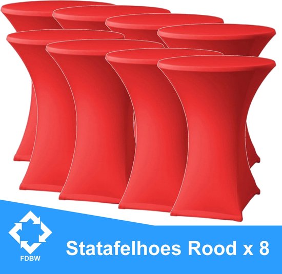 Staantafelrok Rood x 8 - Tafelrok - Stretch – ∅80 x 110 cm – geschikt voor Horeca... | bol.com