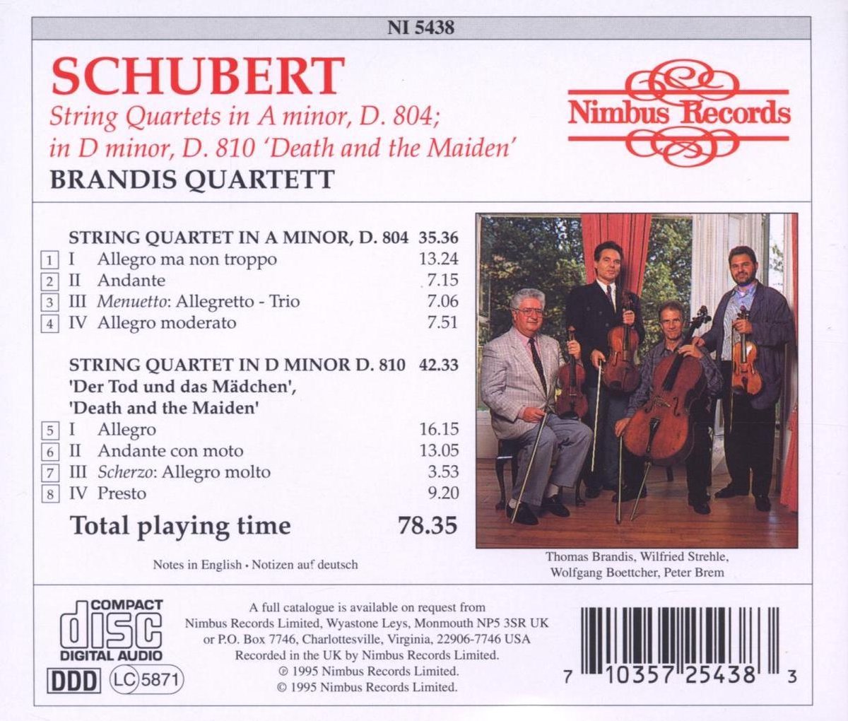 Brandis Quartett - Schubert: String Quartets D.804 D.8 (CD), Brandis Quartett | Muziek | bol.com