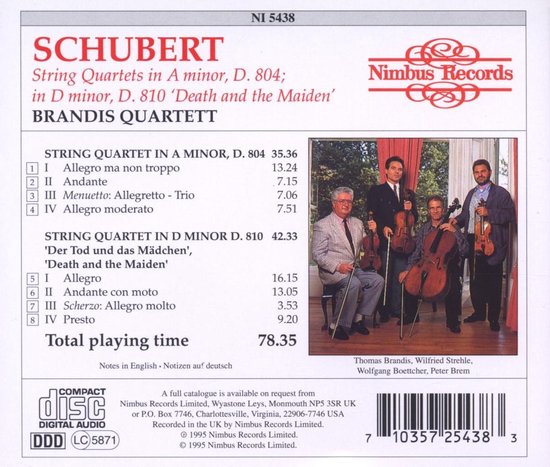 Brandis Quartett - Schubert: String Quartets D.804 D.8 (CD), Brandis Quartett | Muziek | bol.com