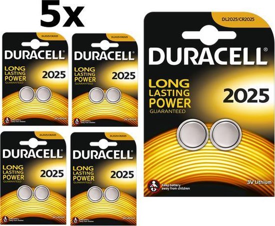 10 Stuks (5 Blister a 2St) Duracell CR2025 3V lithium knoopcel batterij | bol.com