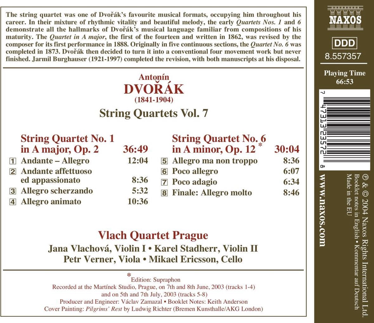 Dvorak: String Quartets Vo.7, Vlach Quartet Prague | CD (album) | Muziek | bol.com