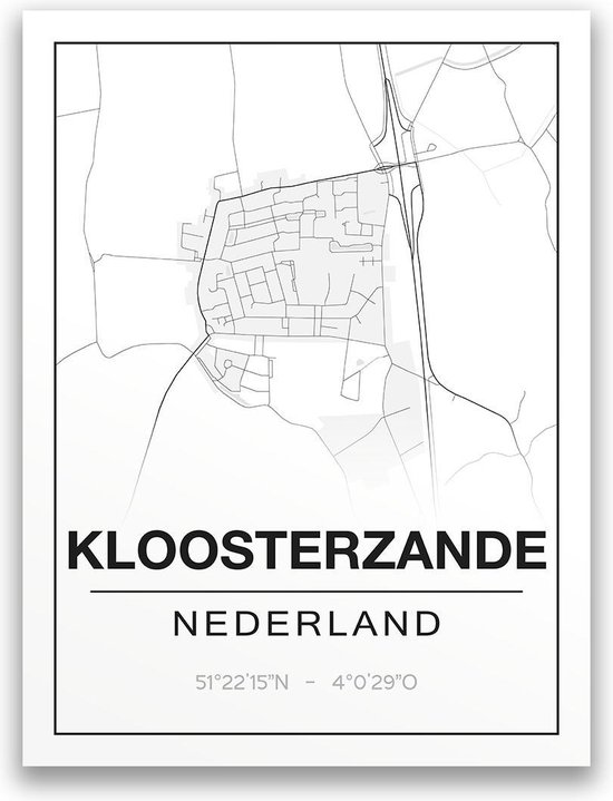 Poster/plattegrond KLOOSTERZANDE - 30x40cm | bol