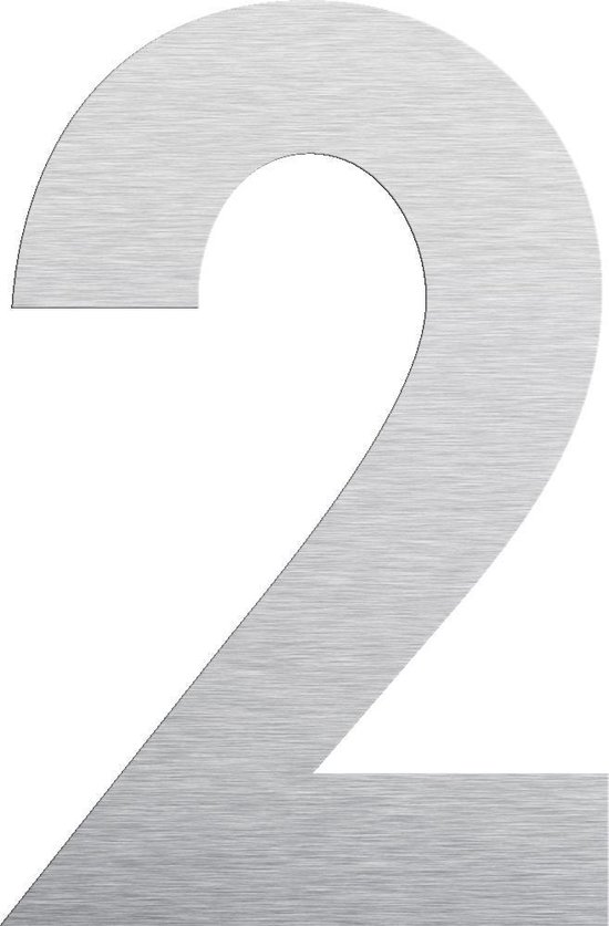 Huisnummer 15 cm - Nummer 2 - RVS mat geborsteld | bol
