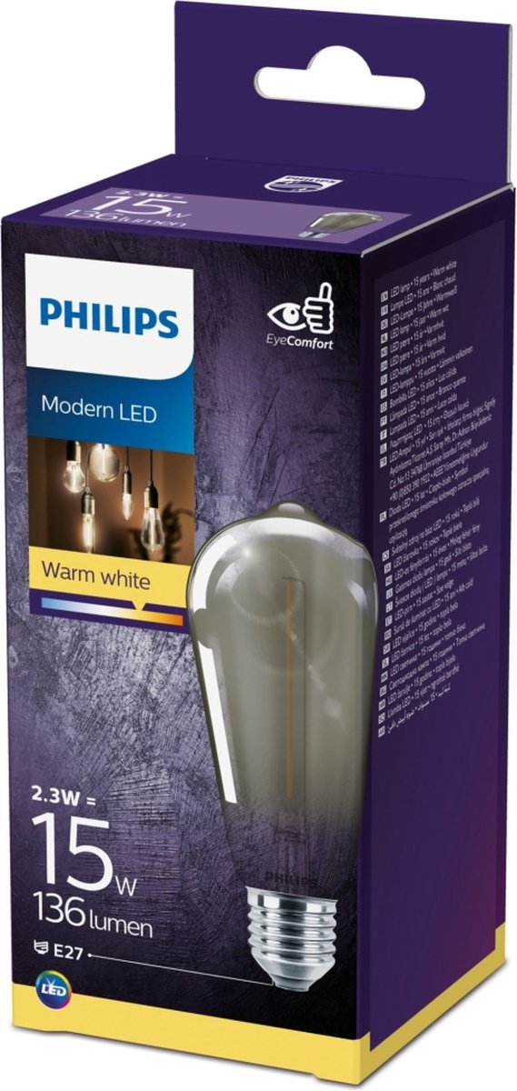 Philips LED Lamp Classic - E27/2.3W - Rookglas | bol.com