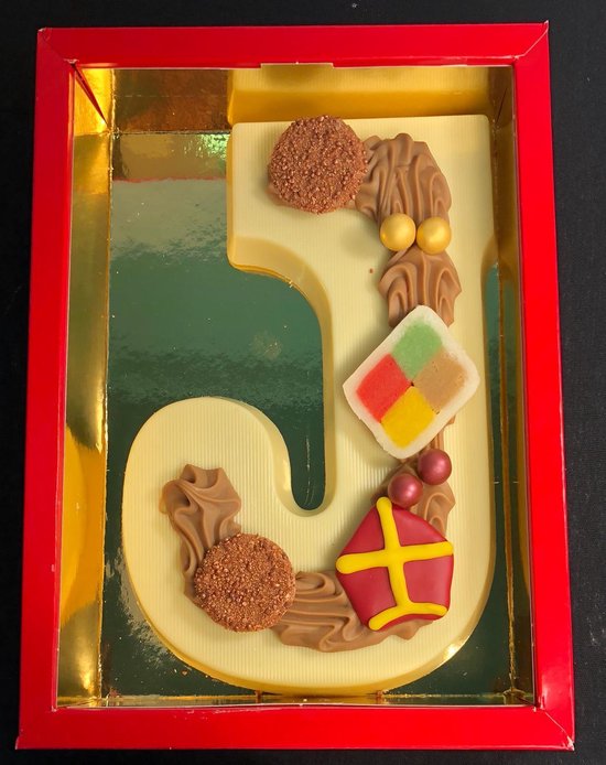 Ambachtelijk gemaakte chocoladeletter J wit gedecoreerd - 240 gram ...
