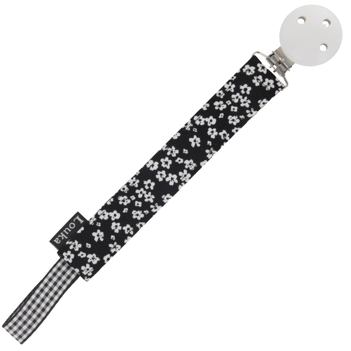 Louka speenkoord bloemen zwart wit de luxe - houten cip | bol.com