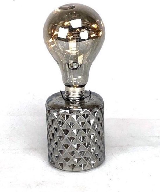 Grey Bulb with Led on Metallic Grey Base 8x21.5cm | bol.com