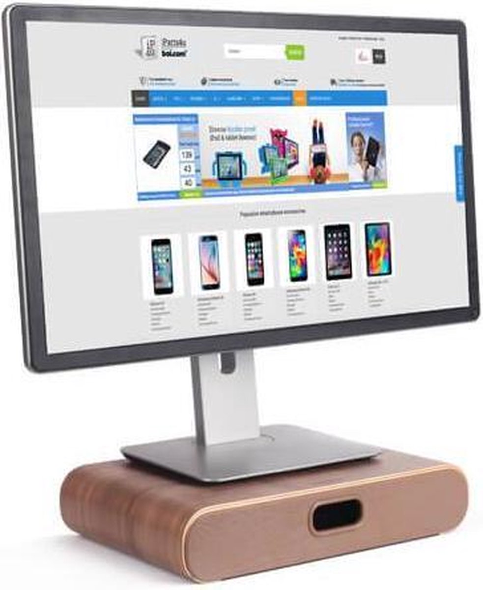 Beeldscherm Monitor Standaard Opberg Donker Hout | bol.com