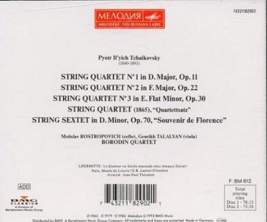 String Quartet & Sextet, Peter Ilyich Tchaikovsky | Muziek | bol.com