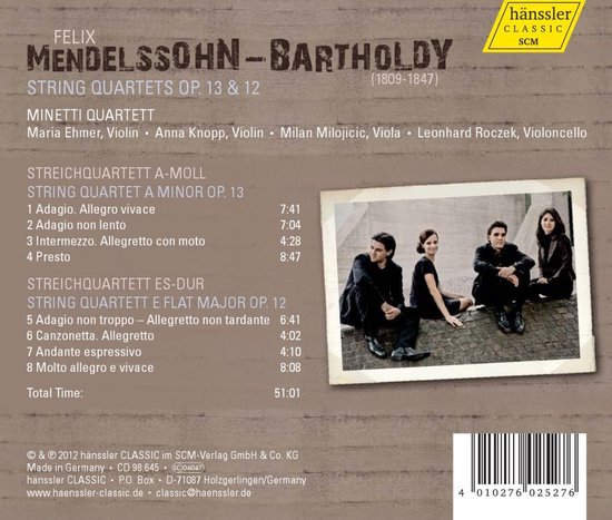 Minetti Quartett - String Quartets Op. 13 & 12 (CD), Minetti Quartett | Muziek | bol.com