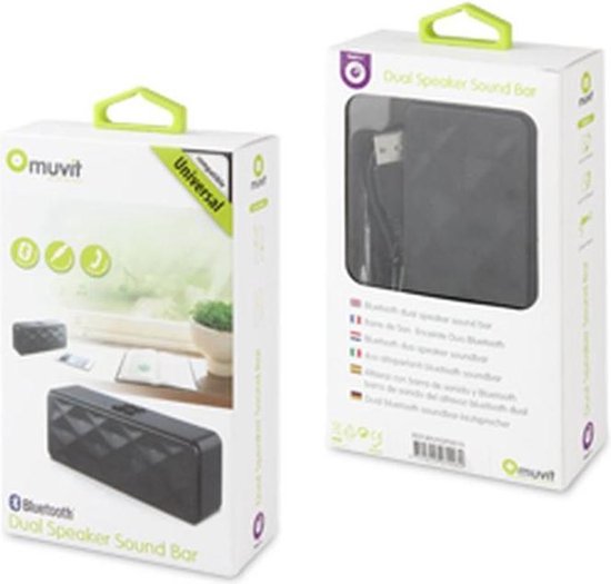 Muvit Bluetooth Dual Speaker Sound Bar Black (MUSSP0010) | bol