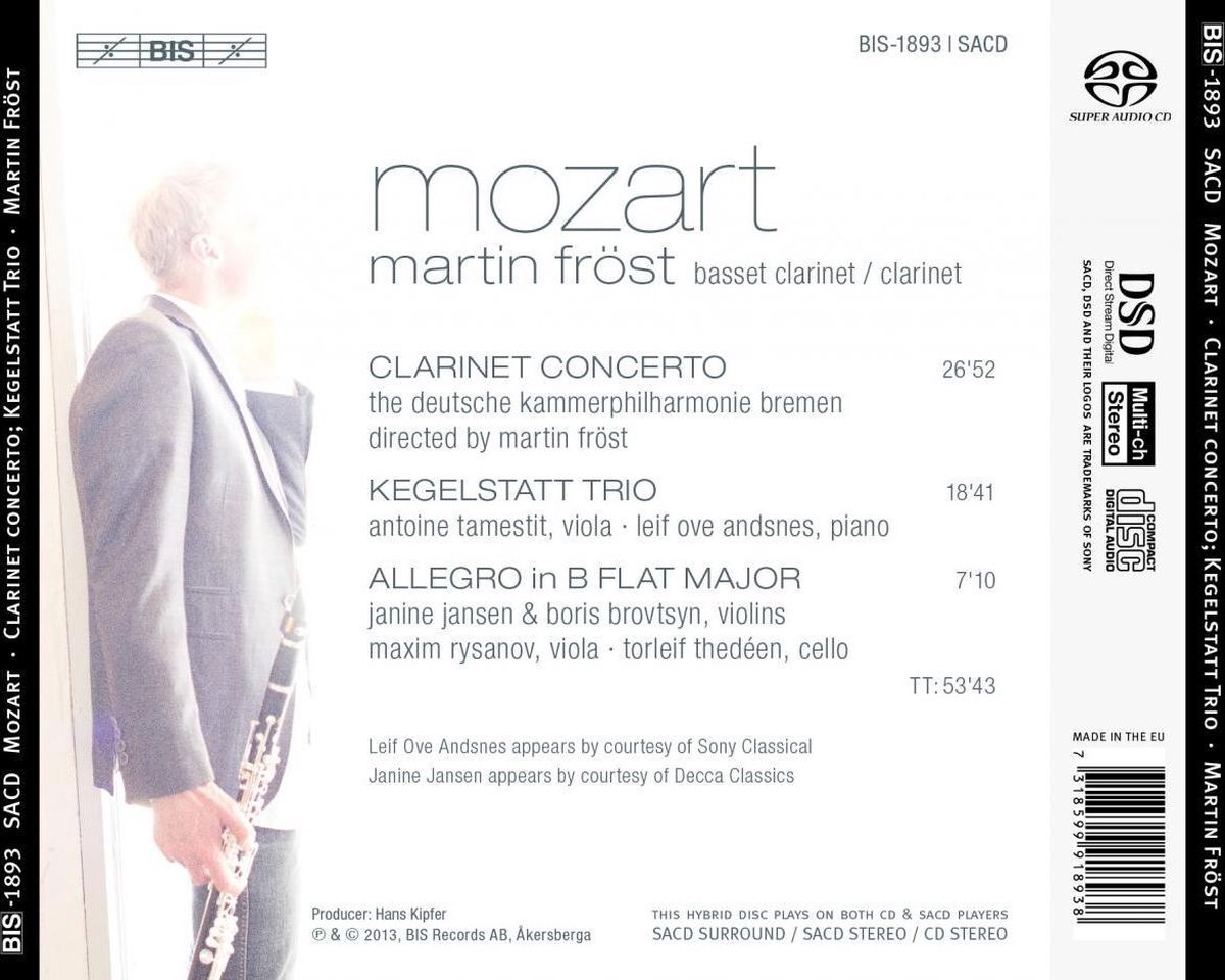 Martin Fröst - Clarinet Concerto/Clarinet Trio (Super Audio CD), Martin ...
