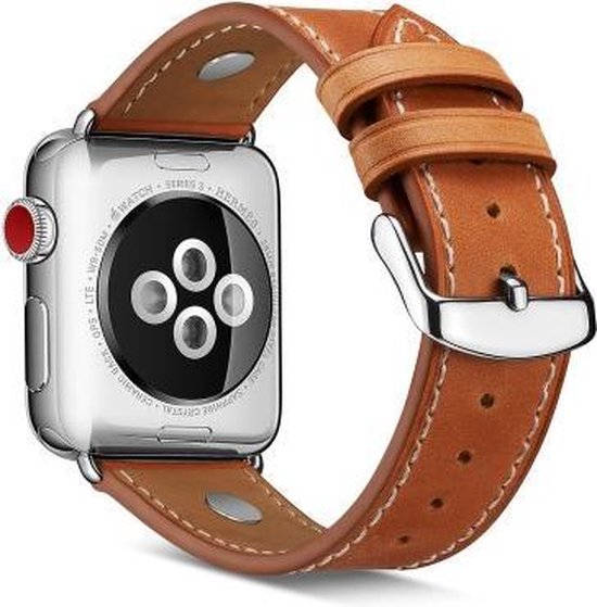 ITC Leren bandje - Apple Watch Series 1/2/3 (42mm) - Lightbruin | bol.com