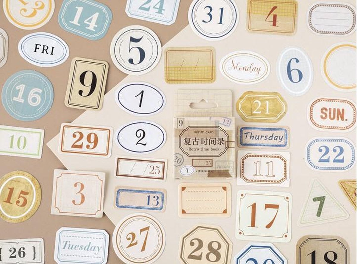 Set van 45 stickers - Nummer - Datum Sticker | bol.com