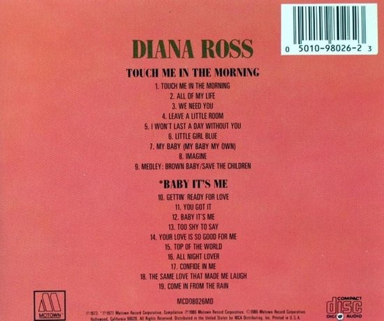 Touch Me In The Morning + Baby It's Me (2 Albums on 1 cd), Diana Ross ...