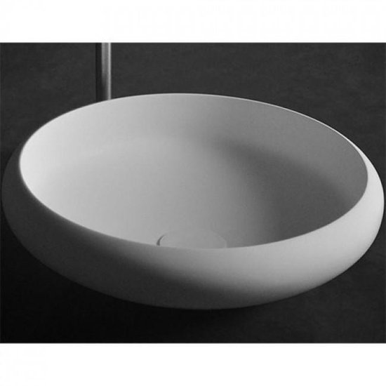 Wastafel Opbouw Ideavit Solidego Rond 40x40x11.2cm Solid Surface Mat Wit 0 Kraangaten | bol.com
