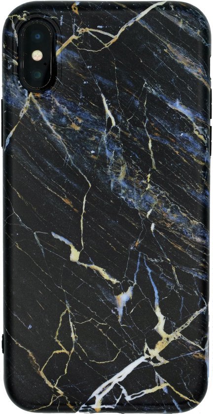 Luxe Marmer Case Voor Apple Iphone X Iphone Xs Hoesje Zwart Goud