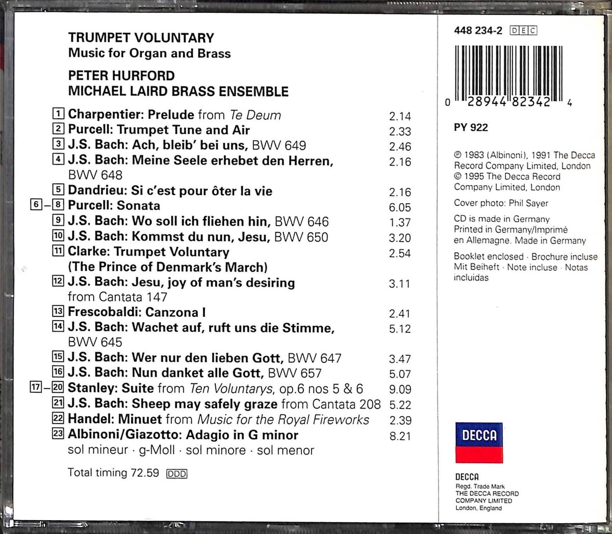 Trumpet Voluntary / Peter Hurford - Michael Laird Brass Ensemble ...