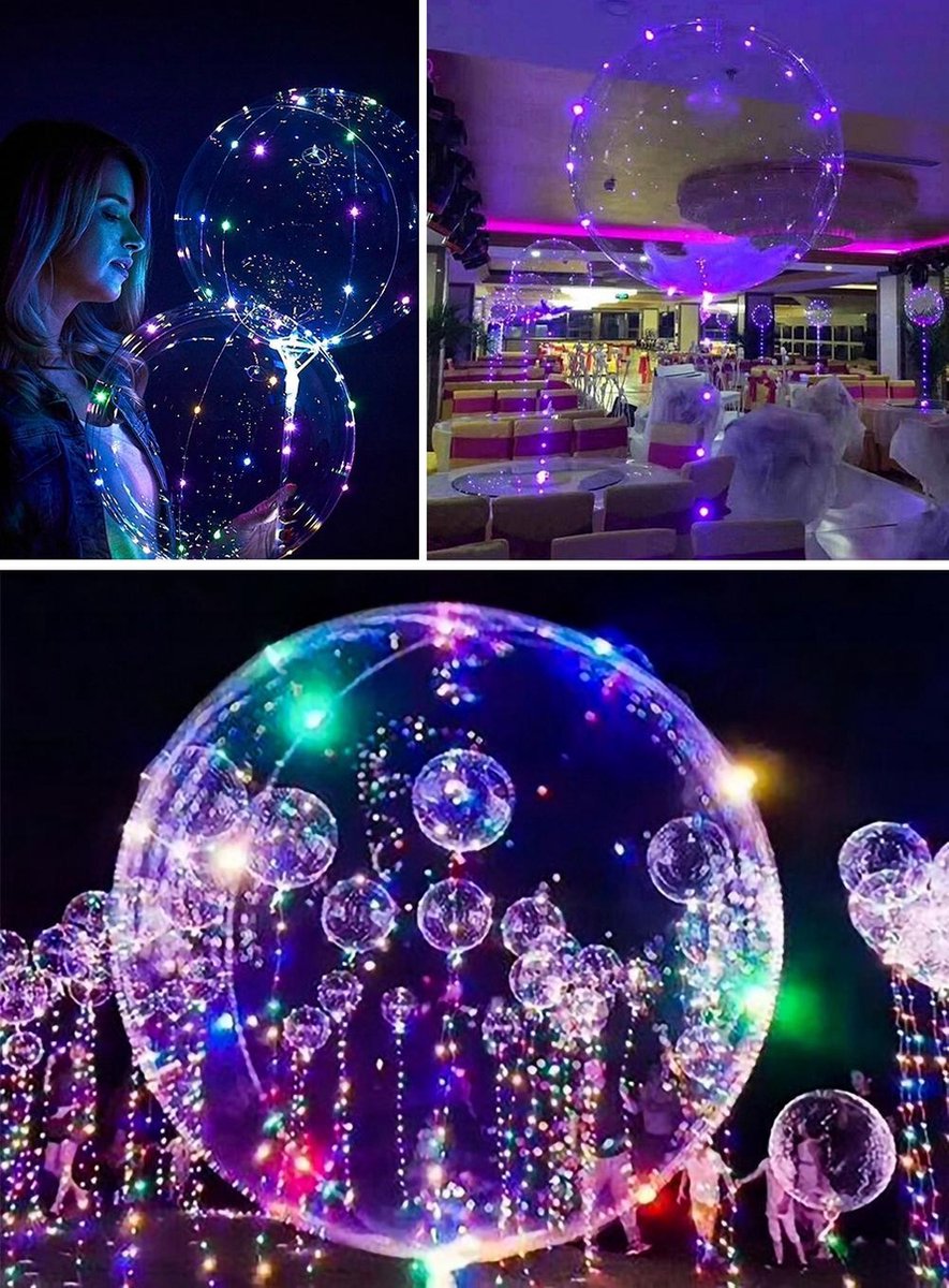 Lichtgevende LED Ballon Set - 3 Lamp Verlichting Feest Ballonen Party ...