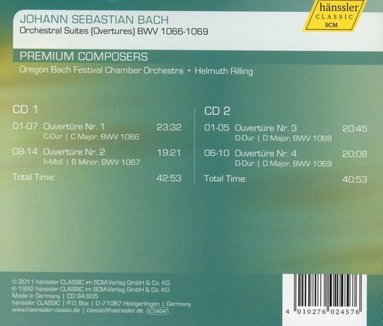 Oregon Bach Festival Chamber Orchestra - J.S. Bach: 4 Orchestral Suites ...