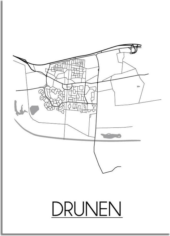DesignClaud Drunen Map poster A4 poster (21x29.7cm) | bol.com