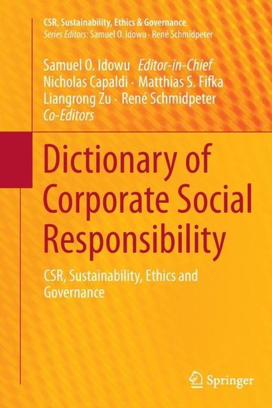 CSR, Sustainability, Ethics & Governance- Dictionary of Corporate Social... | bol.com