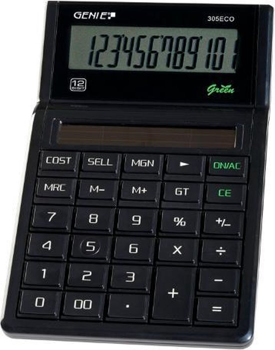 GENIE Rekenmachine op zonne-energie, 12 cijfers met zakelijke functies ...
