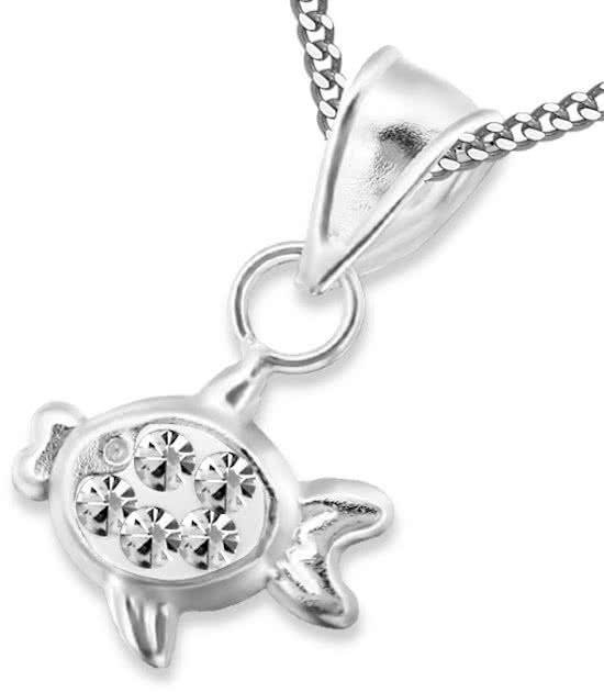 Princess Ketting Fish - Meisjes - 925 Zilver E-Coating - Zirkonia - Vis ...