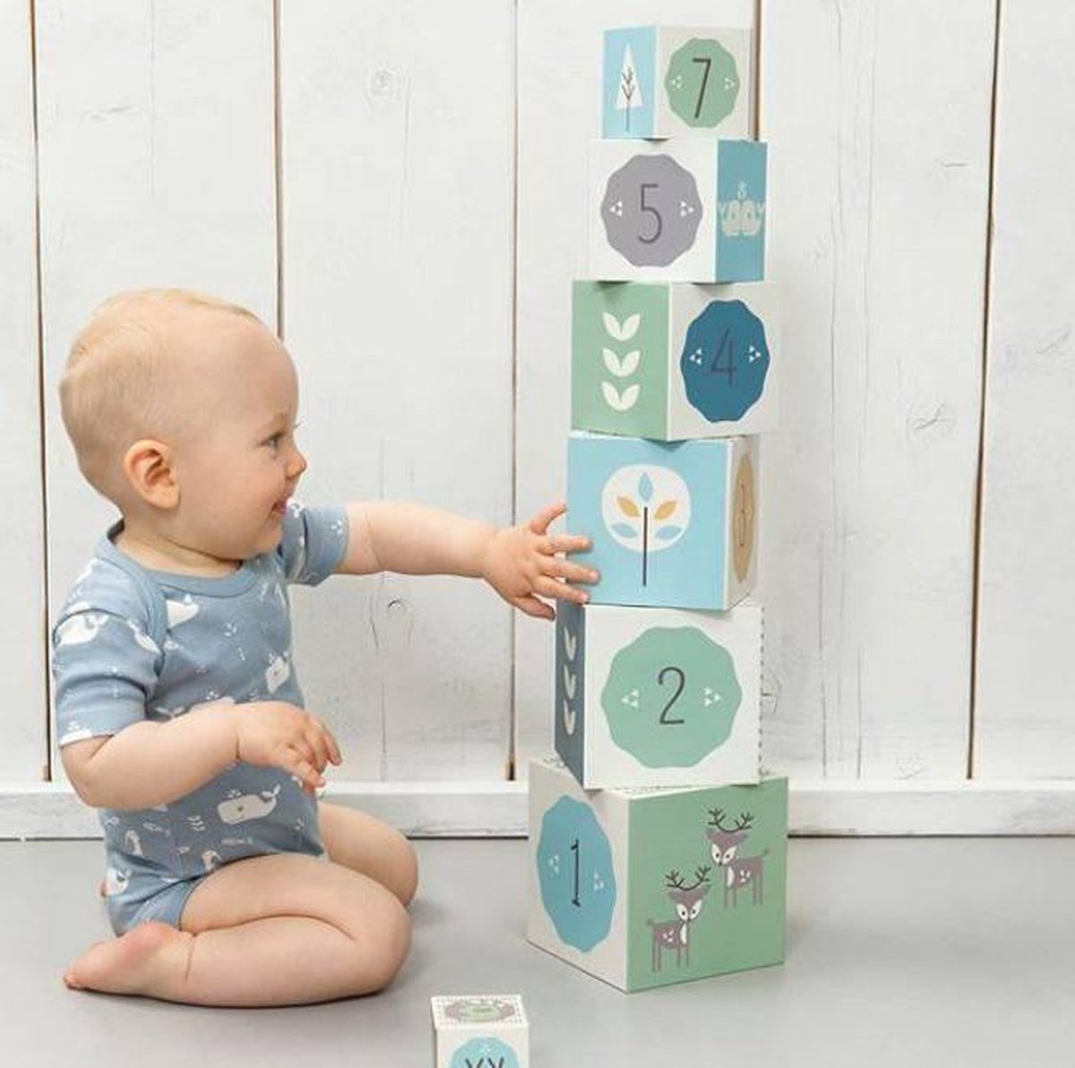 10 stuks blokken - Blokkendoos Blauw Maat: 15x15x15 cm | bol