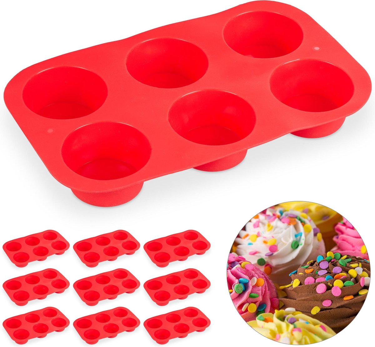Relaxdays 10x muffin bakvorm - siliconen - muffinvorm - cupcake ...