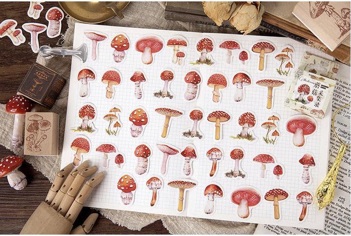 Paddenstoelen stickers - Set van 45 stickers - Paddenstoel sticker ...