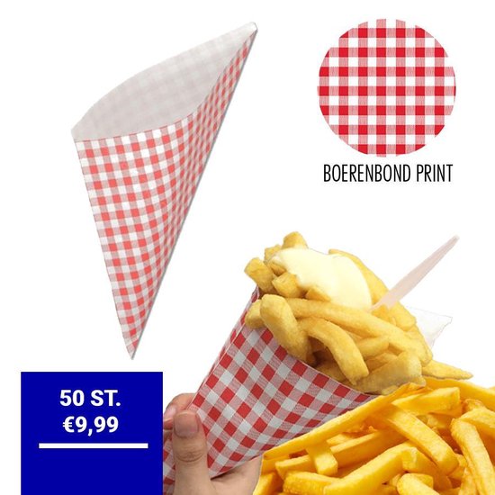 bol.com | Papieren Frietzak | 50 stuks | Patatzak | Rode Print ...