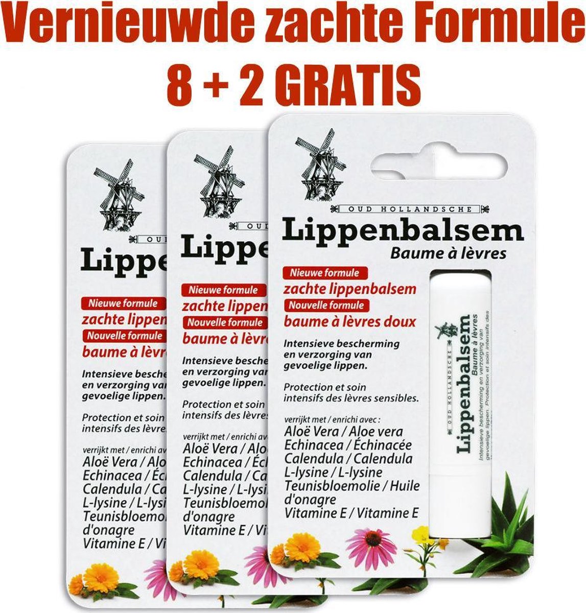Lippenbalsem 10 stuks/lippenbalsem/calendula/echinacea/lysine/aloe ...