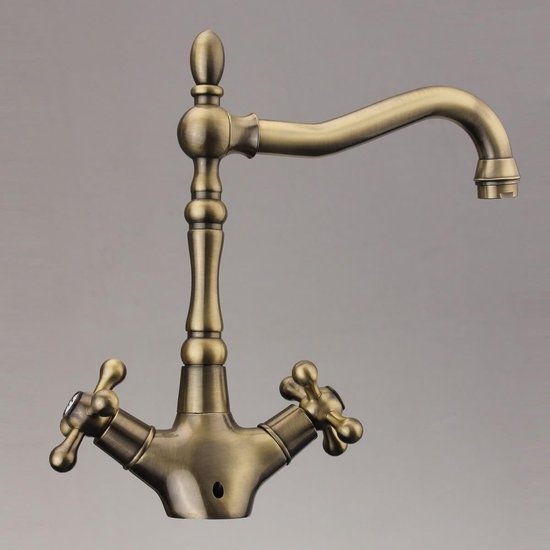 Classic Style Antique Copper Kitchen Bathroom Sink Cold And Hot Mixer ...