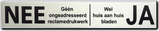 NEE JA sticker - Brievenbussticker Nee Ja aluminium zwart - 150 mm x 25 ...