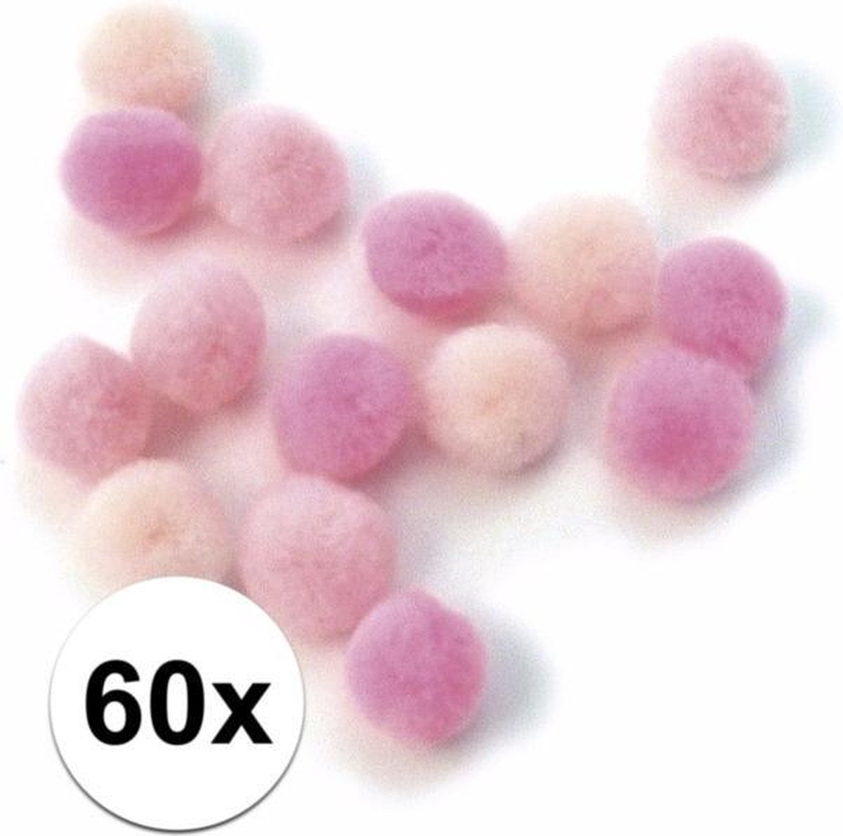 60x knutsel pompons 15 mm roze | bol.com