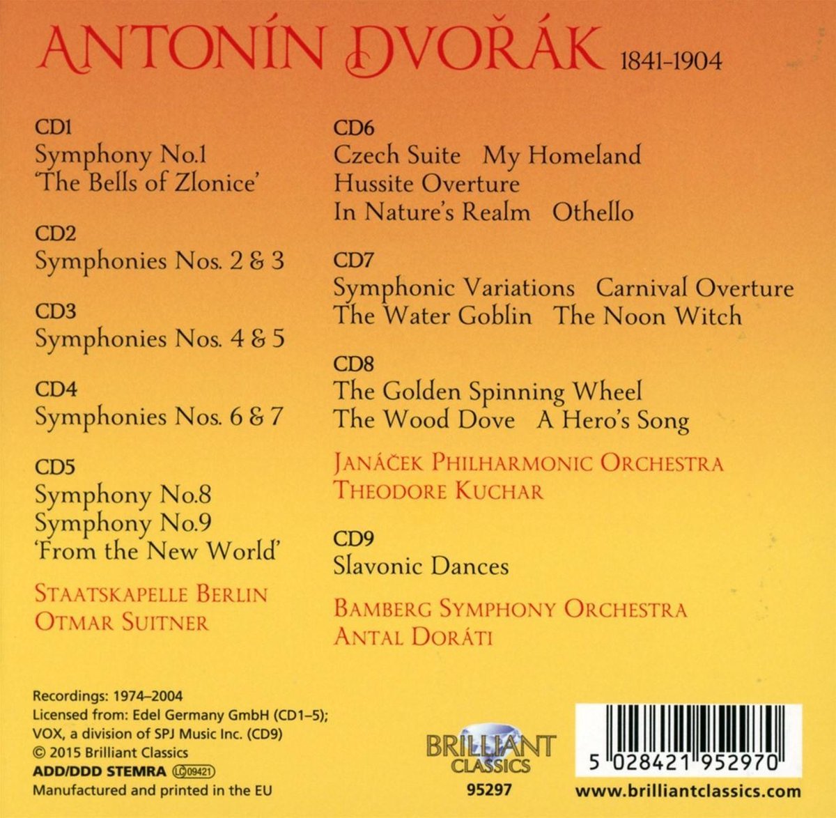 Dvorak: Complete Symphonies, Slavonic Dances, Over, Bamberg Symphoniker ...