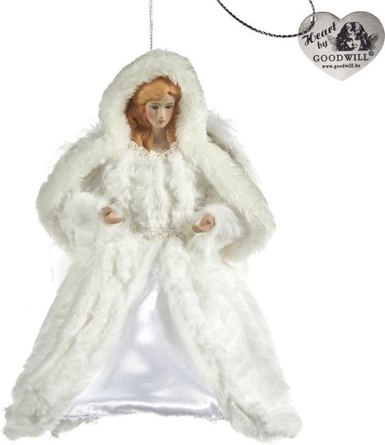 Goodwill Kerstengel-Engel Stof Wit-Beige D 20 cm H 20 cm | bol.com